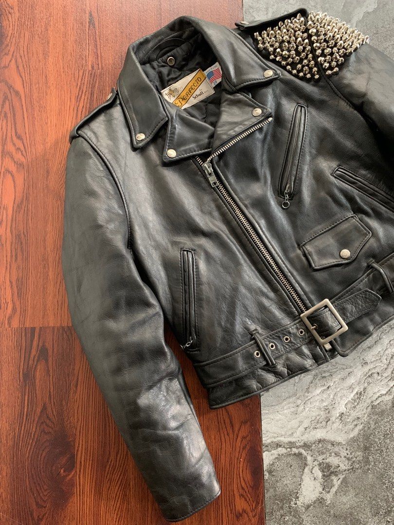 Schott perfecto 618 custome spike leather biker jacket Made in usa ...
