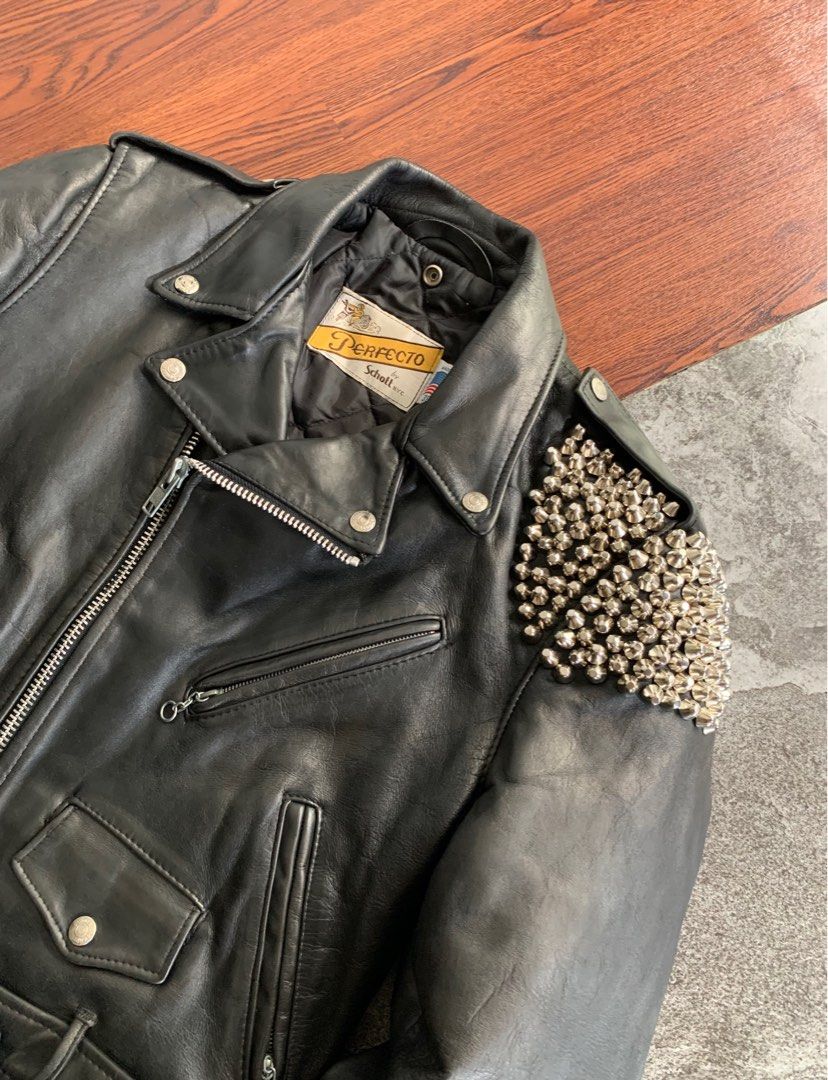 Schott perfecto 618 custome spike leather biker jacket Made in usa ...