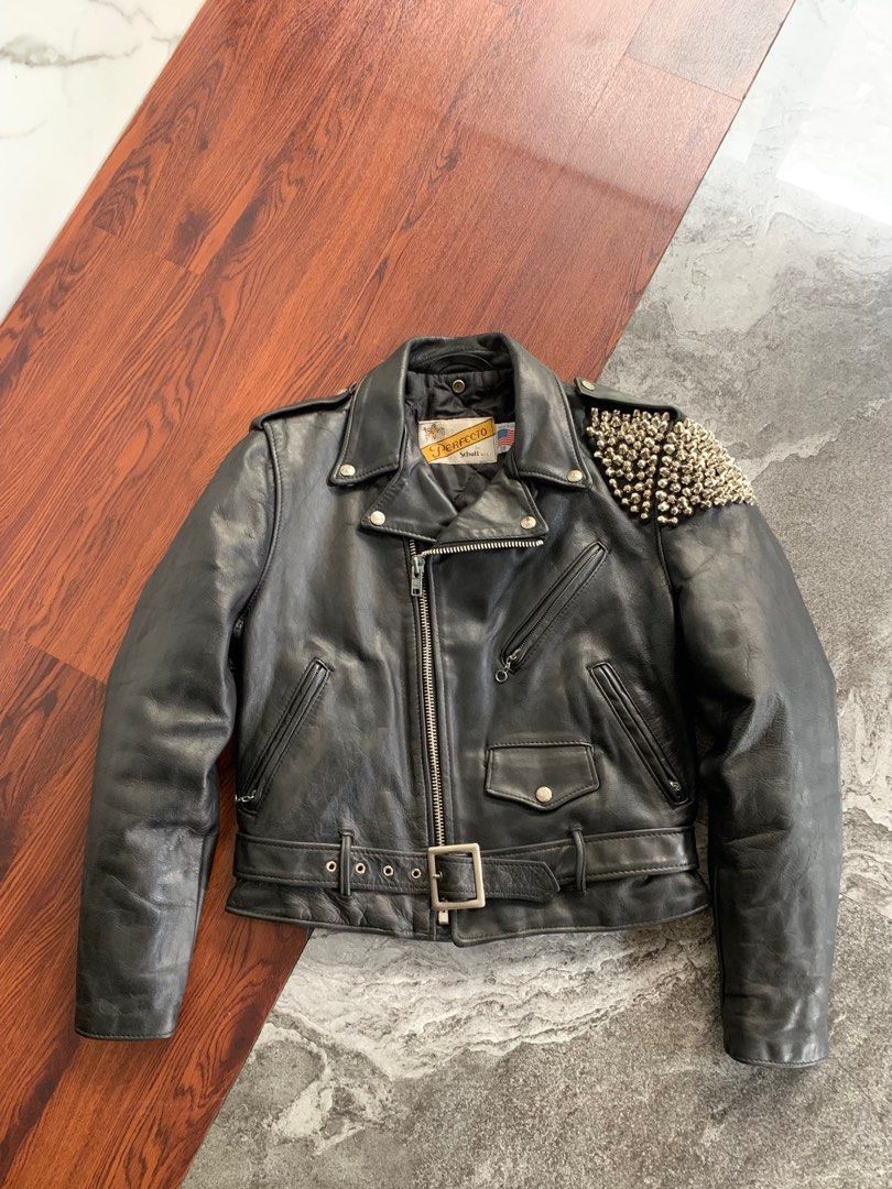 Schott perfecto 618 custome spike leather biker jacket Made in usa ...