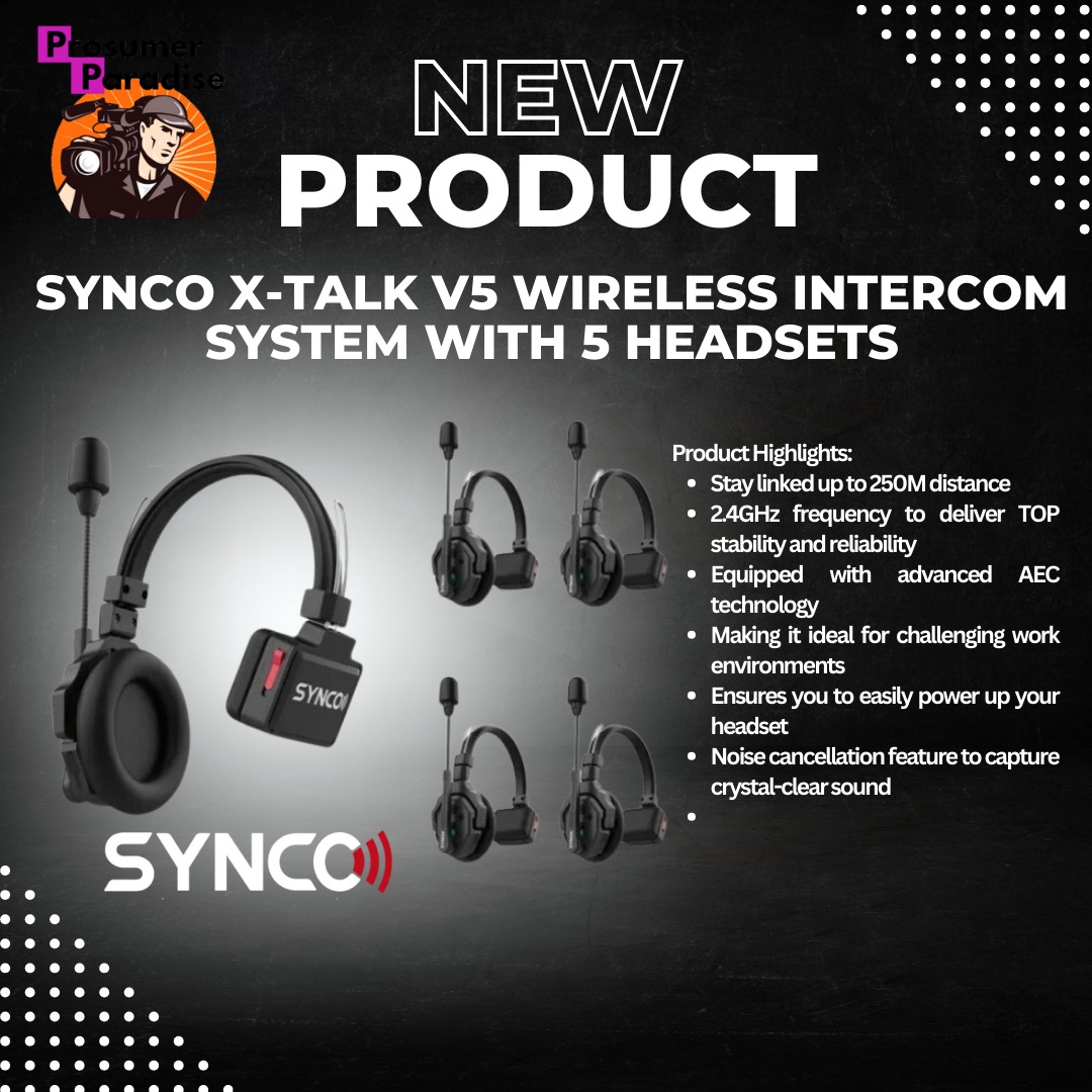 SYNCO XTALK V5 2.4GHz Wireless Intercom System for 5Pax, Audio ...