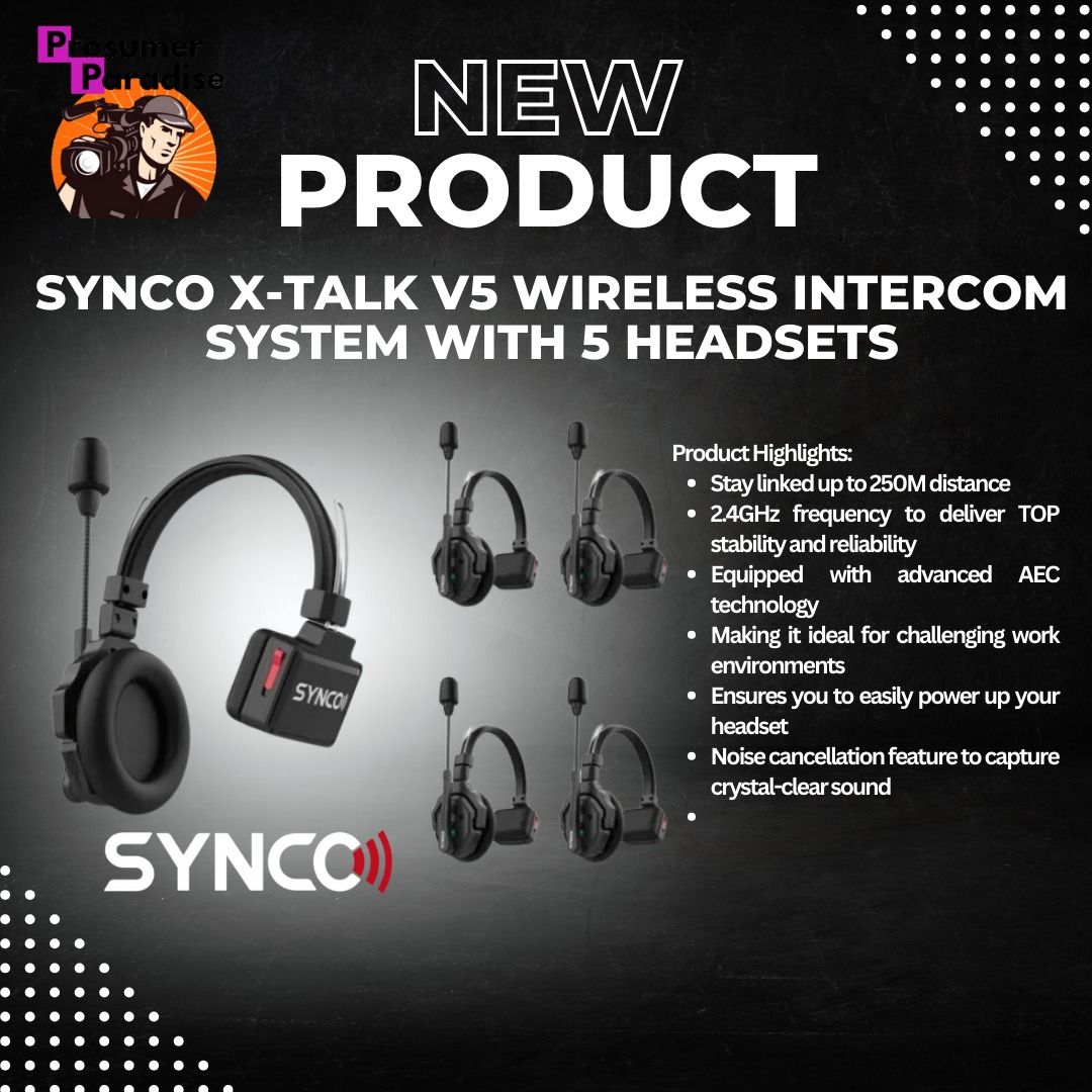SYNCO XTALK V5 2.4GHz Wireless Intercom System for 5Pax, Audio, Earphones on Carousell