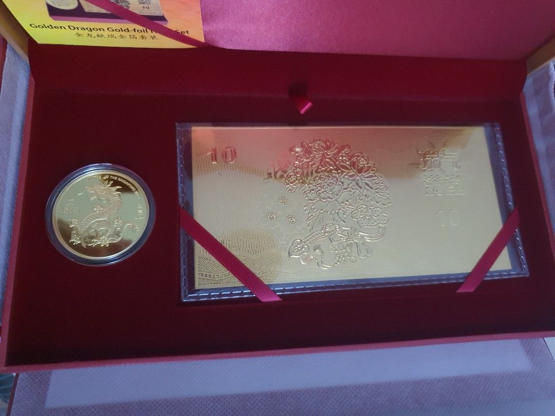 UOB Dragon Gold medallion with golden dollar notes 2024, Hobbies & Toys ...