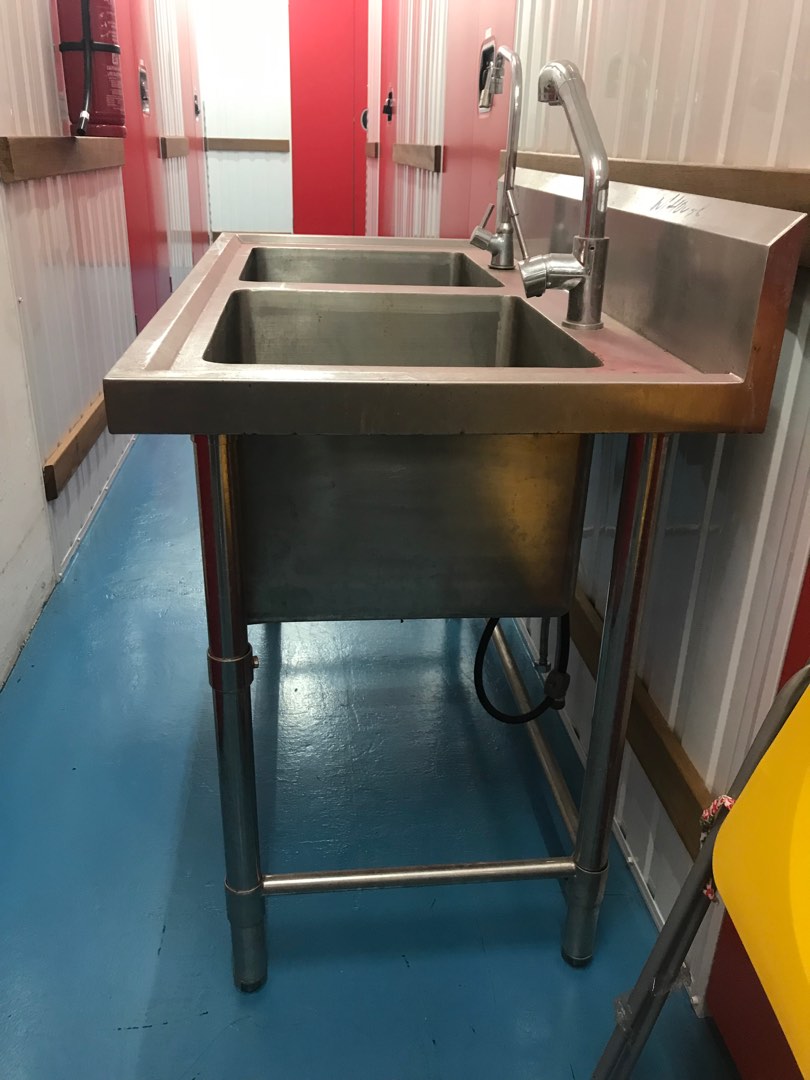 Used dual bowl kitchen sink with tap, Furniture & Home Living, Bathroom ...