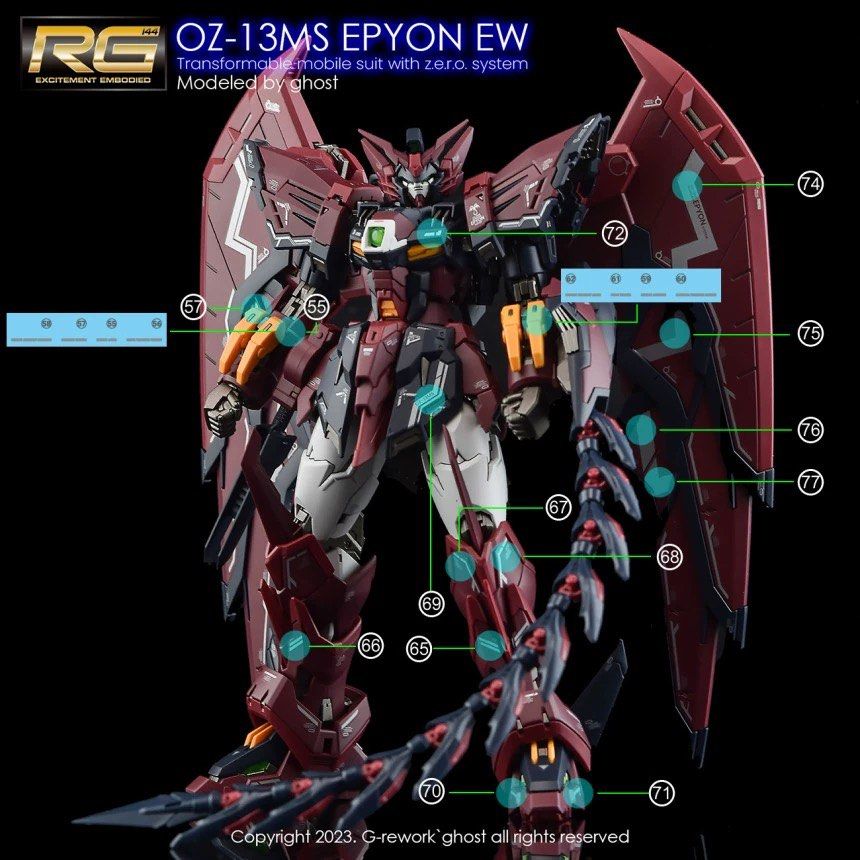 [Yan] RG Epyon Gundam (G Rework Ver.) Ghost Custom Fluorescent ...