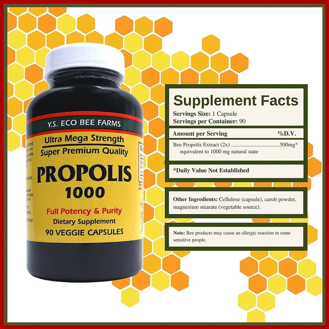 YS Eco Bee Farms Ultra Mega Strength Propolis 1000mg Dietary Supplement ...
