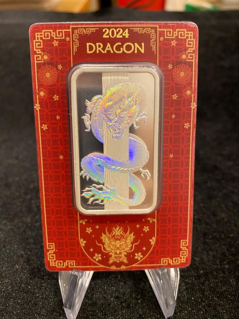 2024 50g Pamp Suisse Lunar Series - Hologram Dragon .9999 Silver Bar ...