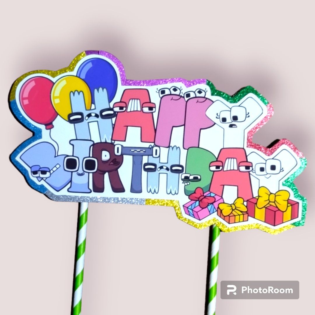 Alphabet Lore Theme Birthday Party Banner Cupcake Cake Topper ...