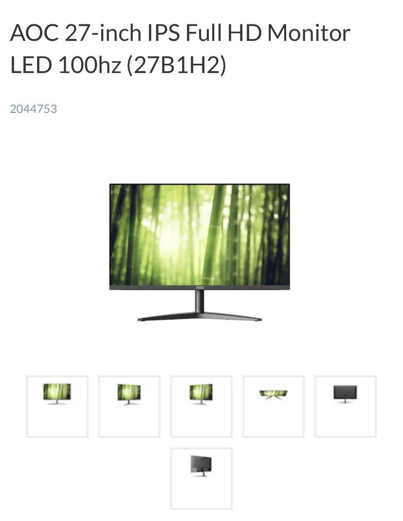 AOC 27 inch Ultra Slim Monitor, Computers & Tech, Parts & Accessories ...