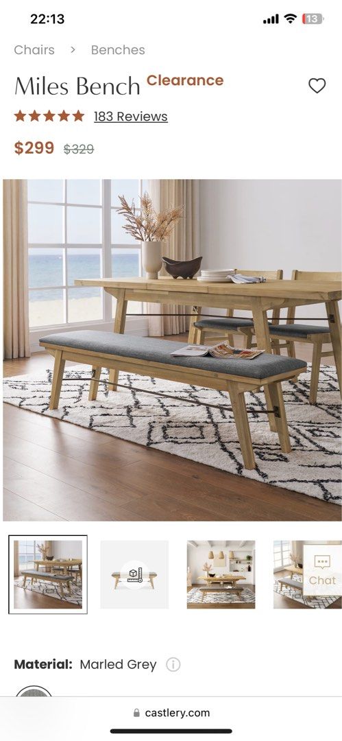 Castlery Miles Bench / Entryway Bench / Dining Bench, Furniture & Home ...