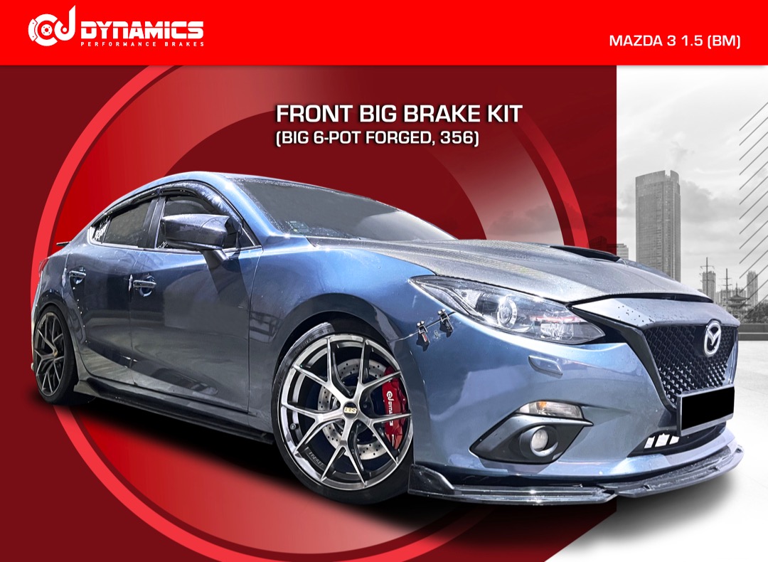 CJ DYNAMICS FRONT BIG BRAKE KIT (BIG 6-POT FORGED, 356) ON MAZDA 3 1.5 ...