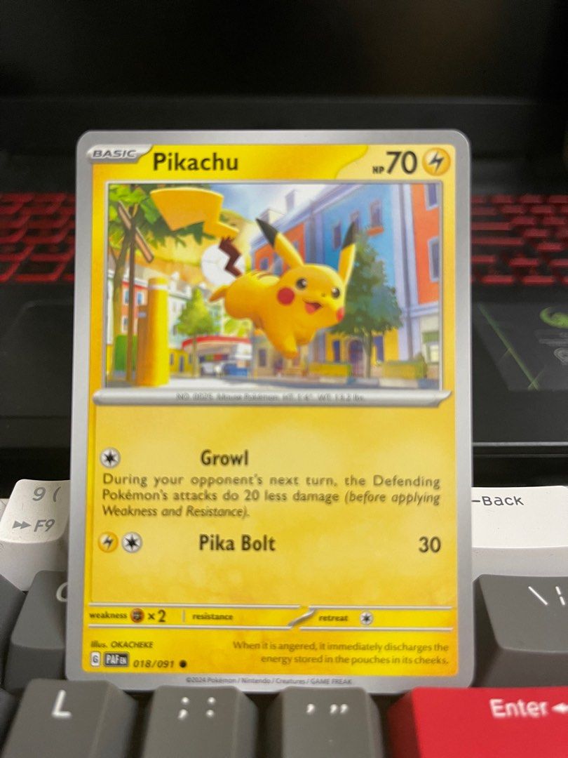 Common pikachu from Paldean Fates, Hobbies & Toys, Toys & Games on ...