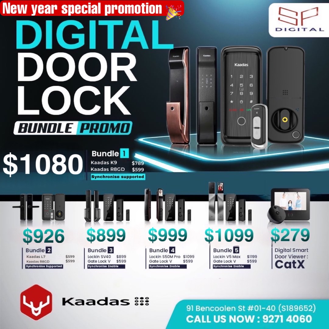 Digital lock door bundle Synchronise plus bundle Kaadas k9 and kaadas R8GD digital lock door ...