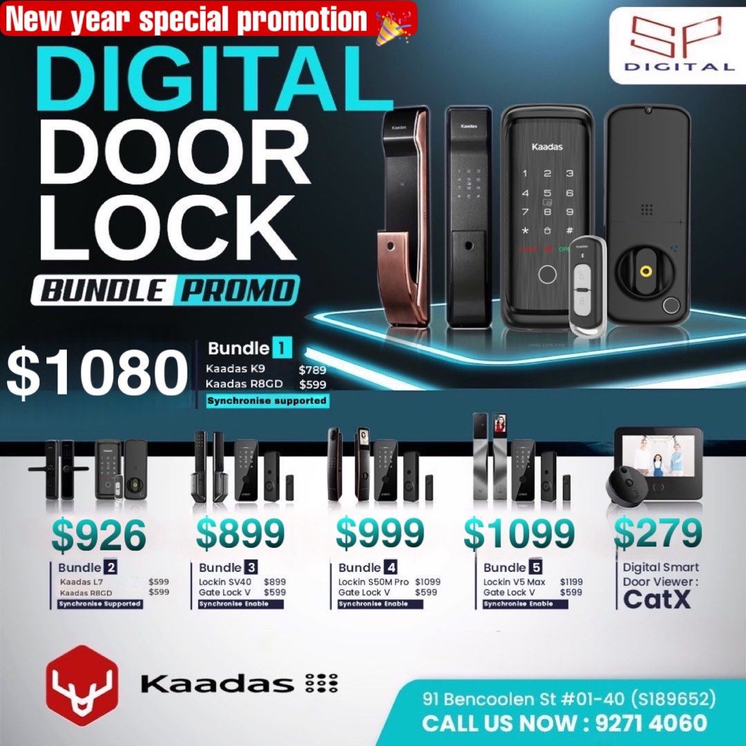 Digital lock door bundle Synchronise plus bundle Kaadas k9 and kaadas R8GD digital lock door ...