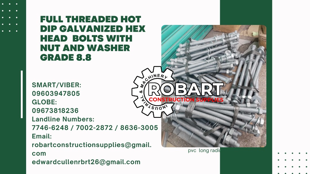 Full threaded hot dip galvanized hex head bolts with nut and washer ...