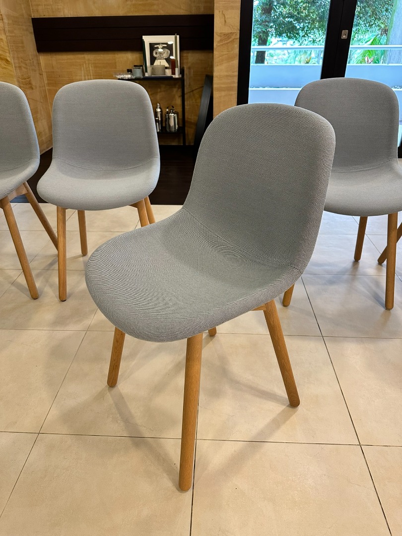 Hay Neu 13 Dining Chair - Upholstered light blue, with matte lacquered ...