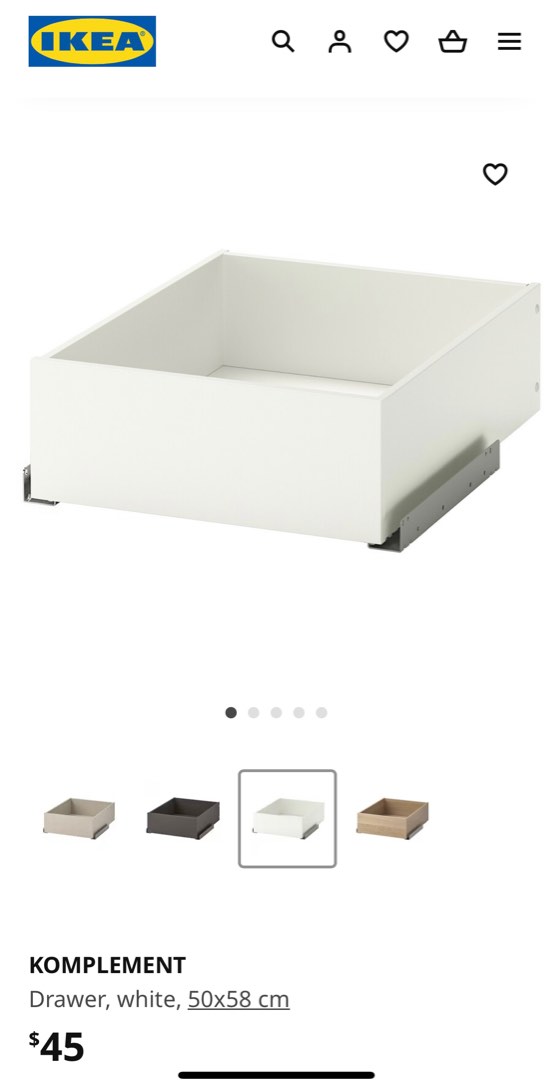 IKEA KOMPLEMENT Drawer (50x58) (White), Furniture & Home Living, Home ...