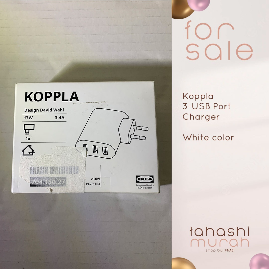 IKEA Koppla 3 port USB charger colokan hp asli 100%, Telepon Seluler ...