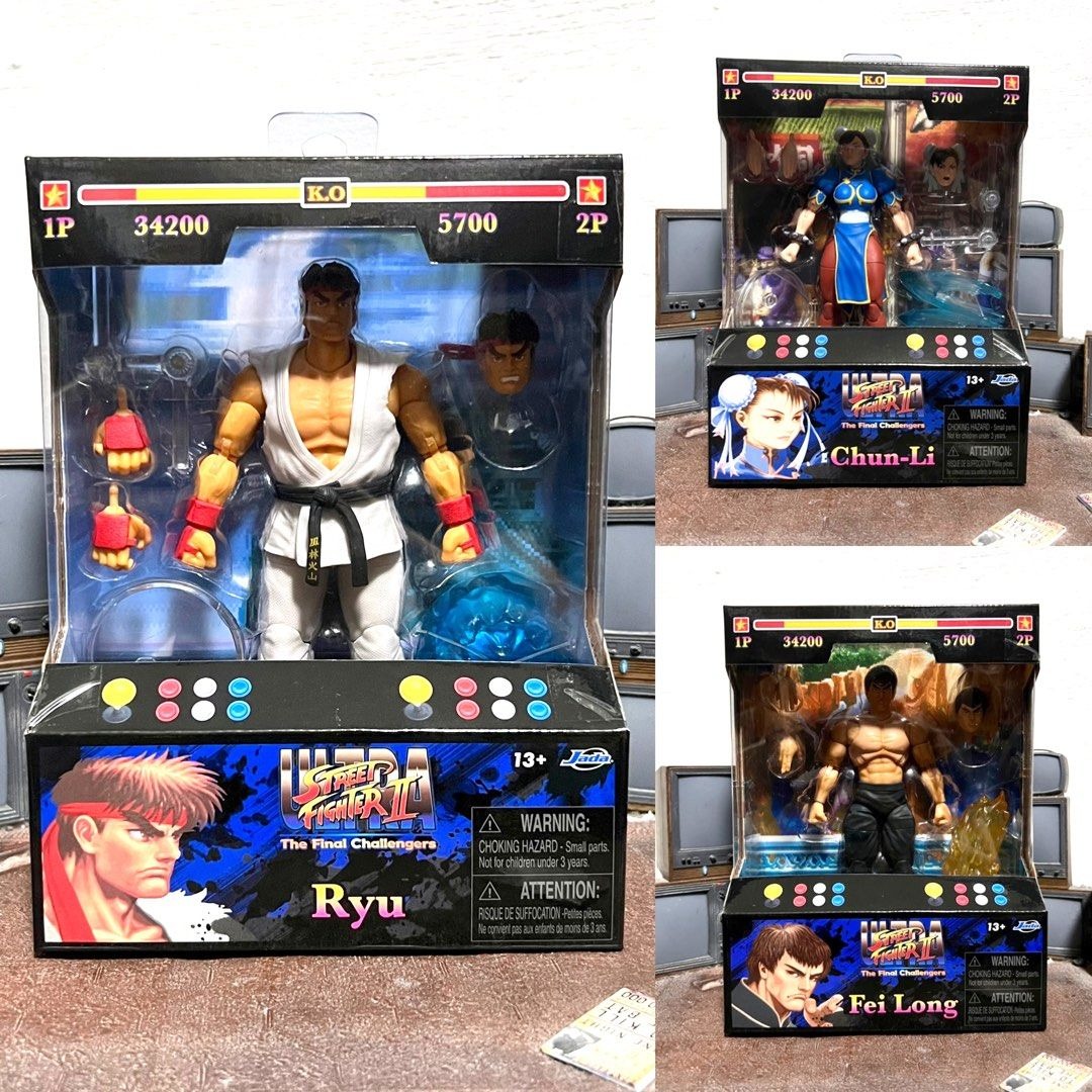 Jada Toys Street Fighter Ryu, Fei Long & Chunli, Hobbies & Toys, Toys & Games on Carousell