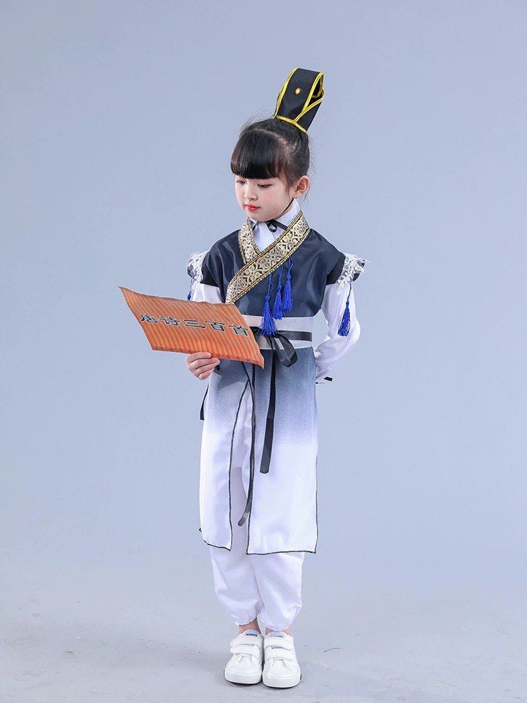 Kids han scholar Chinese traditional hanfu wushu costume cosplay ...