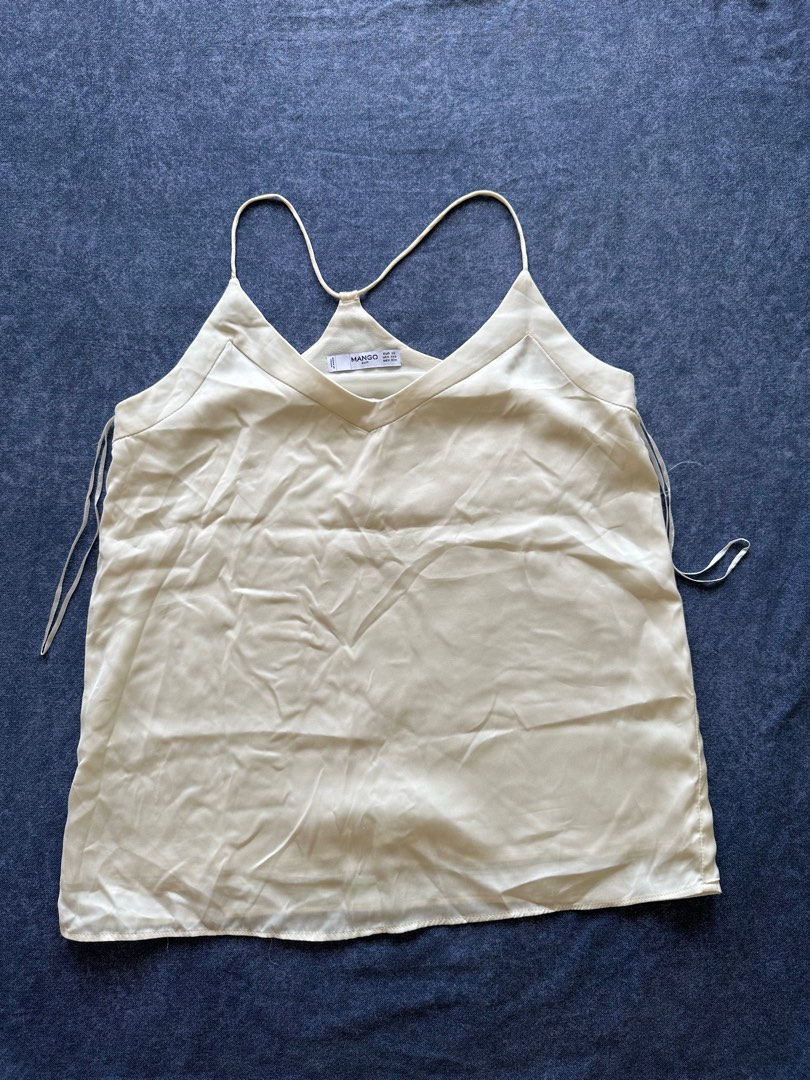 Mango satin cami top creamy white, Women's Fashion, Tops, Others Tops ...