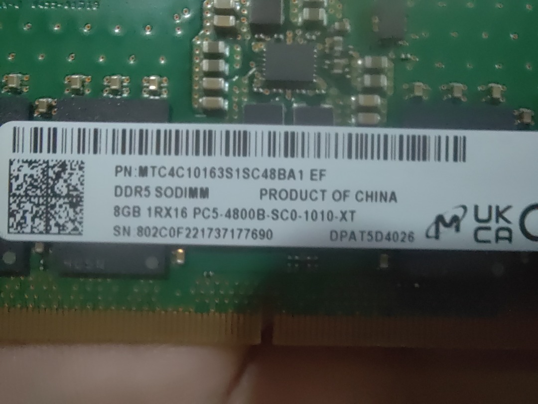 micron ram DDR5 4800MHz, Computers & Tech, Parts & Accessories ...