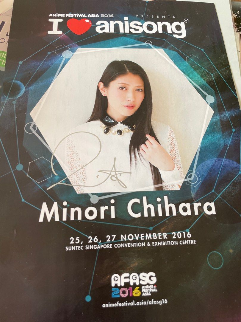 Minori Chihara autograph poster, Hobbies & Toys, Memorabilia & Collectibles, J-pop on Carousell