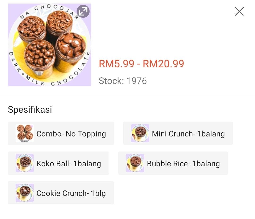 NA Chocojar Chocolate Leleh Balang 300ml 4 Cereal, Food & Drinks ...