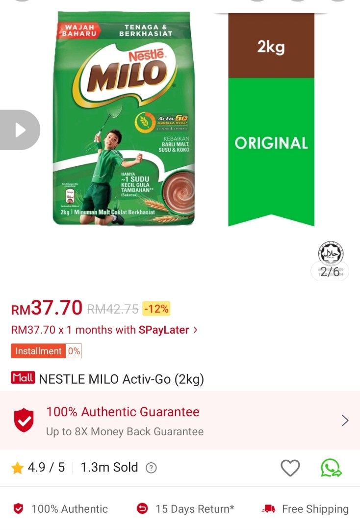 NESTLE MILO Activ-Go (2kg), Health & Nutrition, Health Supplements ...