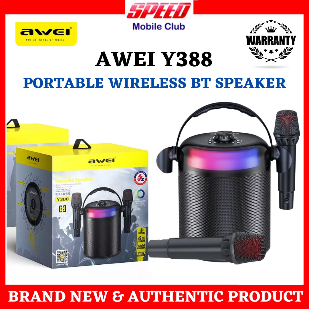 New Arrival Awei Y388 Portable Speaker Karaoke with 2 Wireless Microphones | Brand New | Store ...