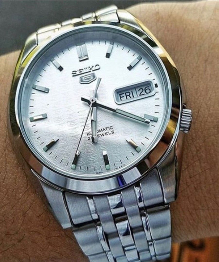 Seiko 5 SNK355 Men's / Unisex Automatic Silver Dial Stainless Steel Watch snk355 snk355k1, Men's ...