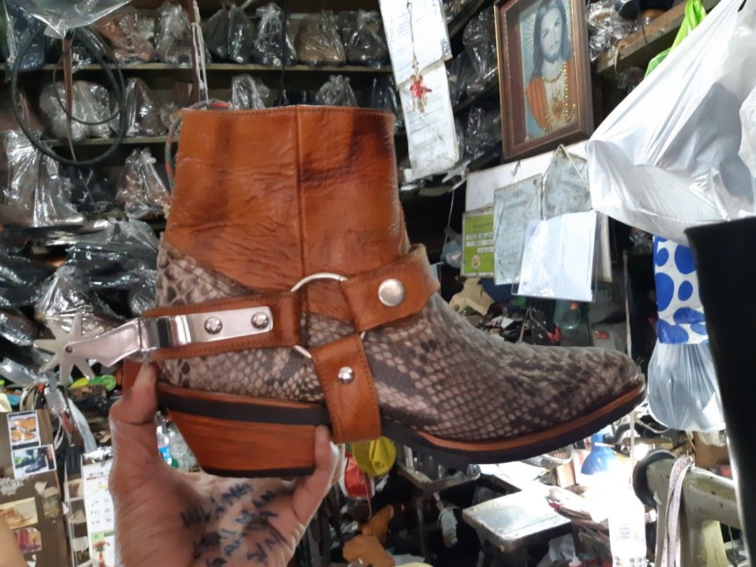 Snake Skin / Leather Cowboy Shoes / Boots with Spurs Made to Order ...