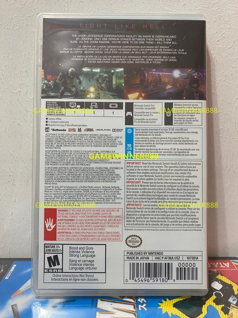 《今日快閃價》（中古二手）Switch NS遊戲 毀滅戰士 DOOM 美版中英文版, 電子遊戲, 電子遊戲, Nintendo 任天堂 - Carousell