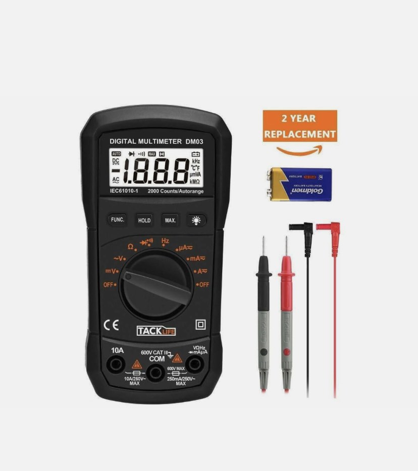 Tacklife Multimeter DM03 Auto Ranging Multi Tester Volt Amp Ohm Digital ...
