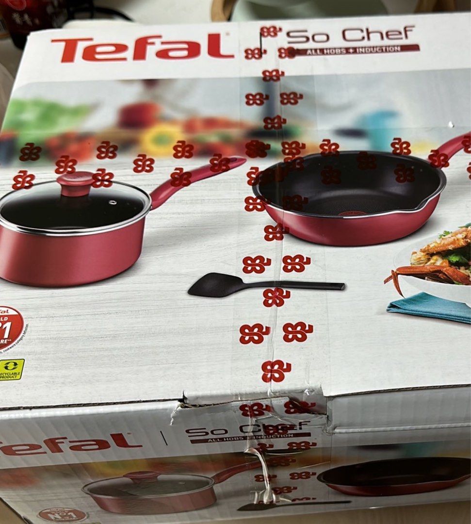 TEFAL SO CHEF 4 piece set - saucepan with lid and deep fry pan ...