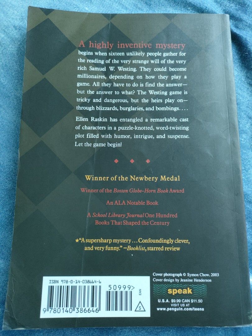 The westing game, Hobbies & Toys, Books & Magazines, Fiction & Non ...