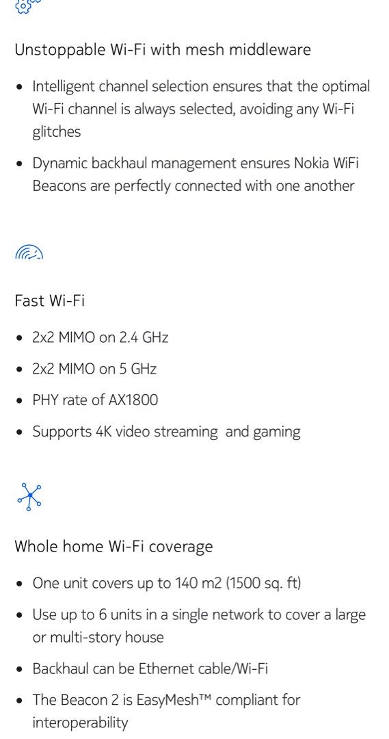 WiFi 6 Nokia Beacon 2 Mesh Router x 2 units, Computers & Tech, Parts ...