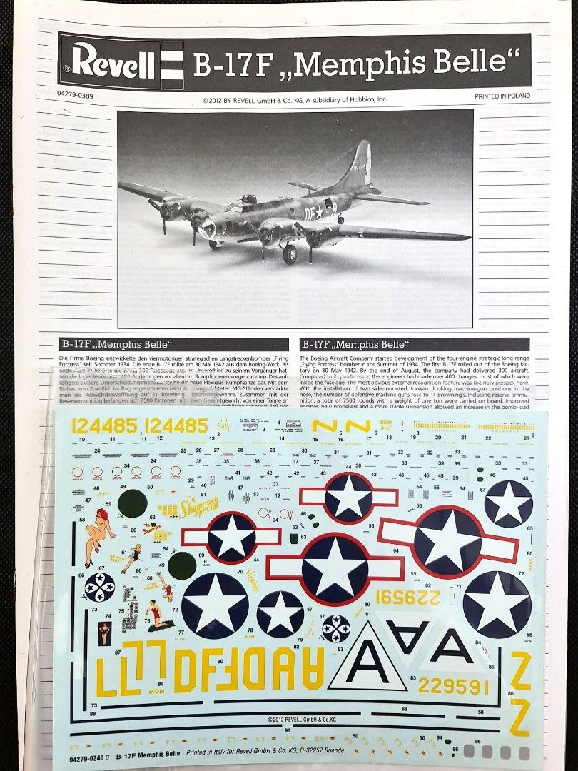 1/72 Revell #04279 USAF B-17F Flying Fortress "Memphis Belle" (2nd ...