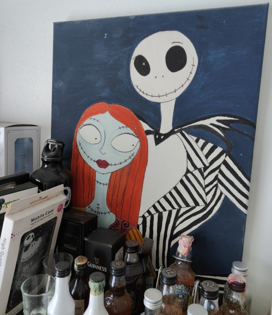 (BARTER/TRADE) Jack + Sally Nightmare Before Christmas Painting ...