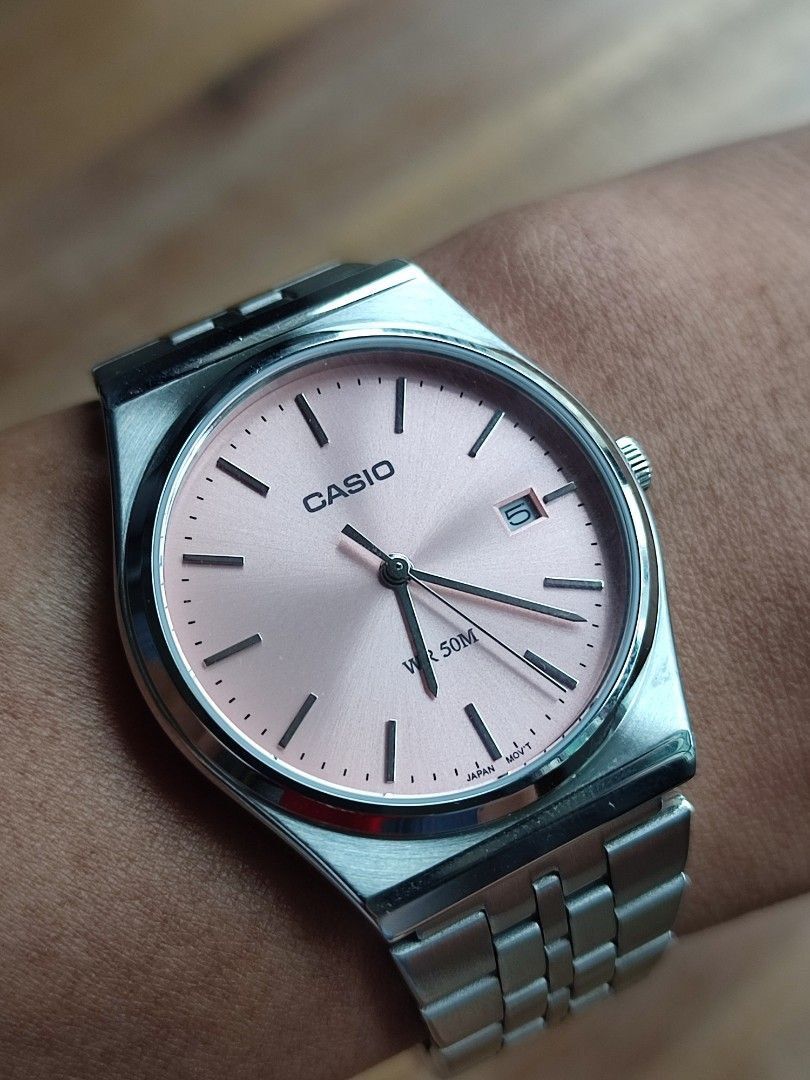 Casio MTP B-145d (salmon pink), Men's Fashion, Watches & Accessories ...