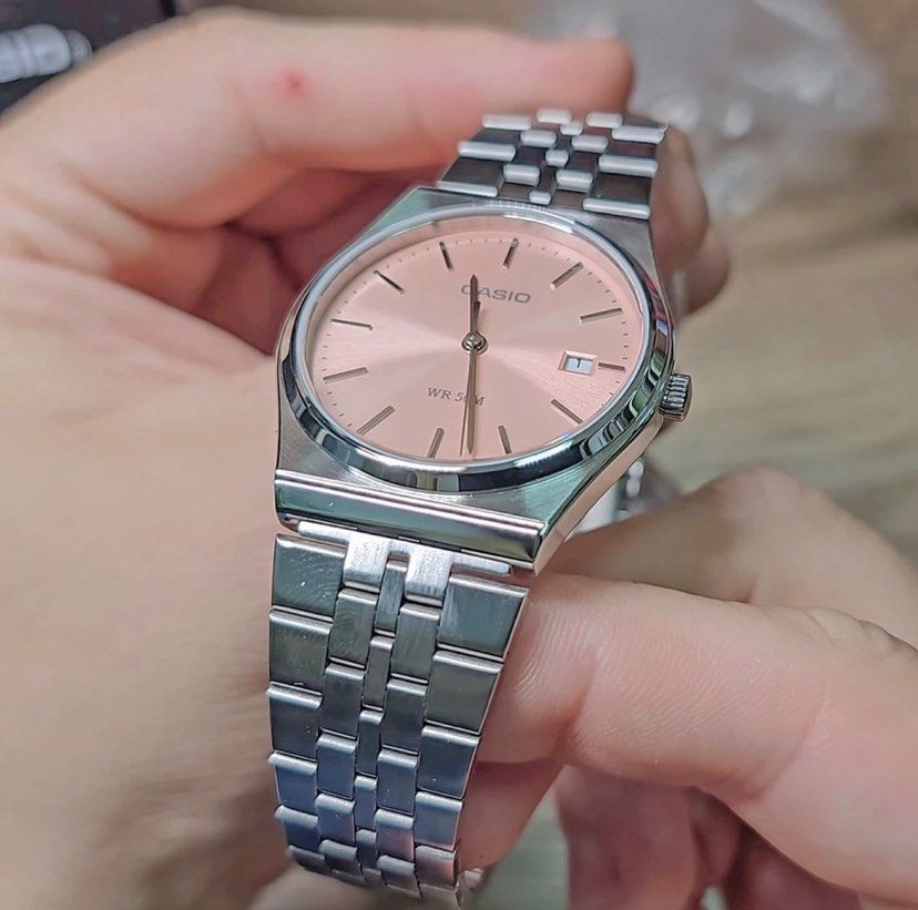 Casio MTP B-145d (salmon pink), Men's Fashion, Watches & Accessories ...