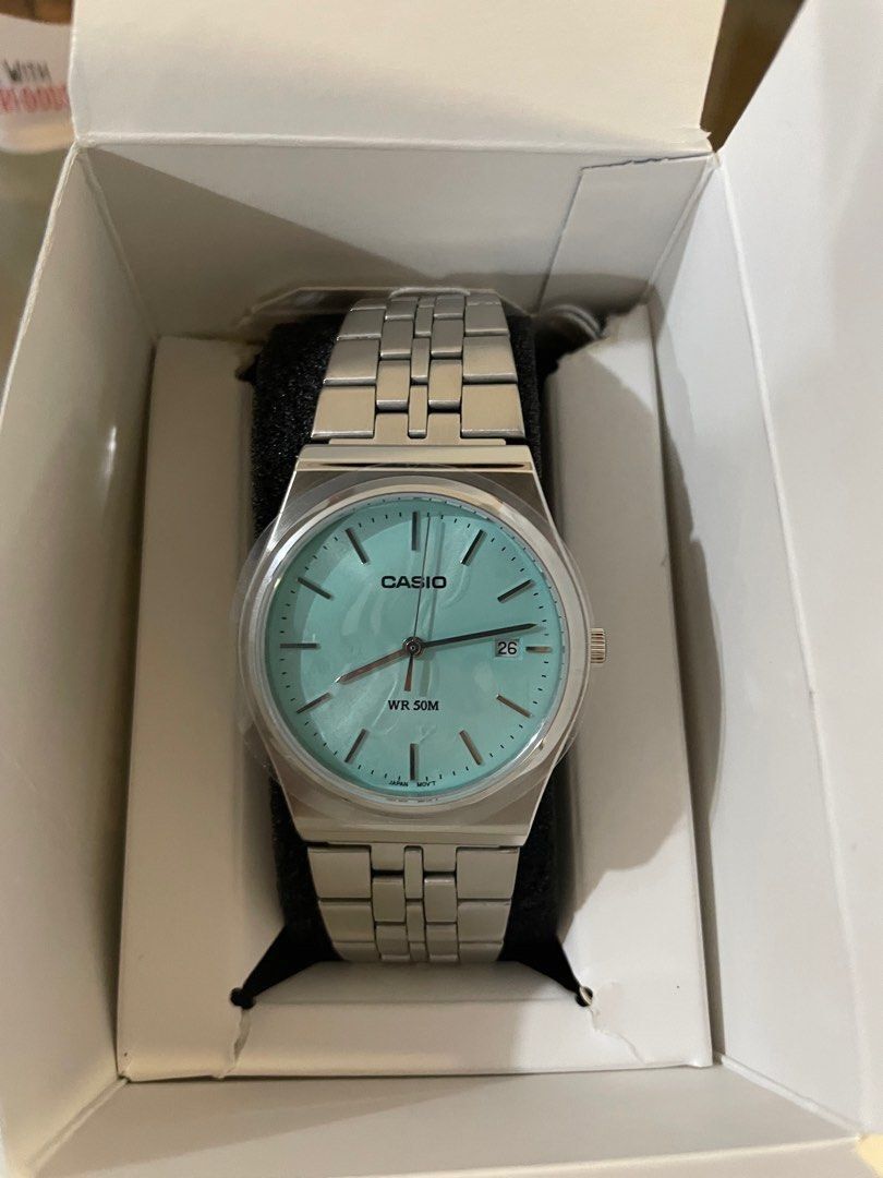 Casio MTP B-145d (tiffany livery), Men's Fashion, Watches & Accessories ...