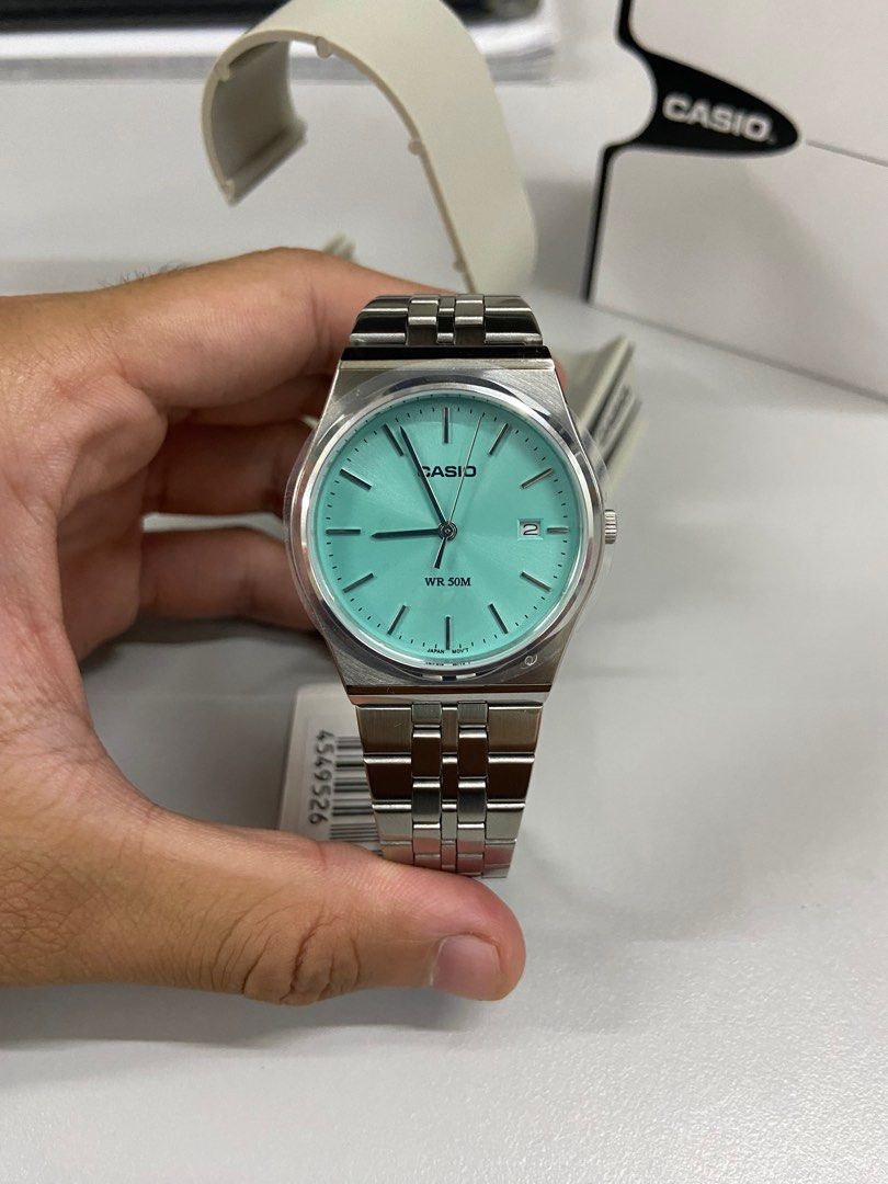 Casio MTP B-145d (tiffany livery), Men's Fashion, Watches & Accessories ...
