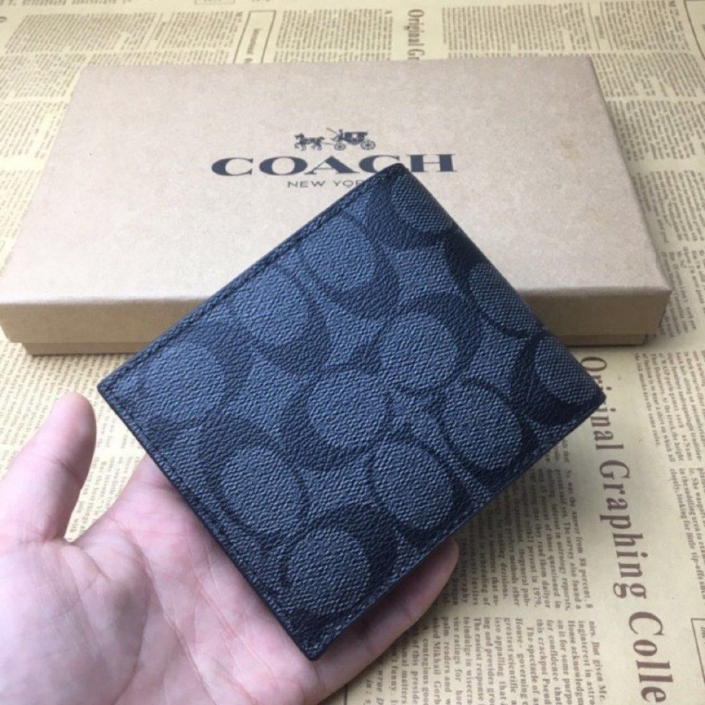 Coach Men Wallet Black Signature Graffiti, Barang Mewah, Tas & Dompet ...