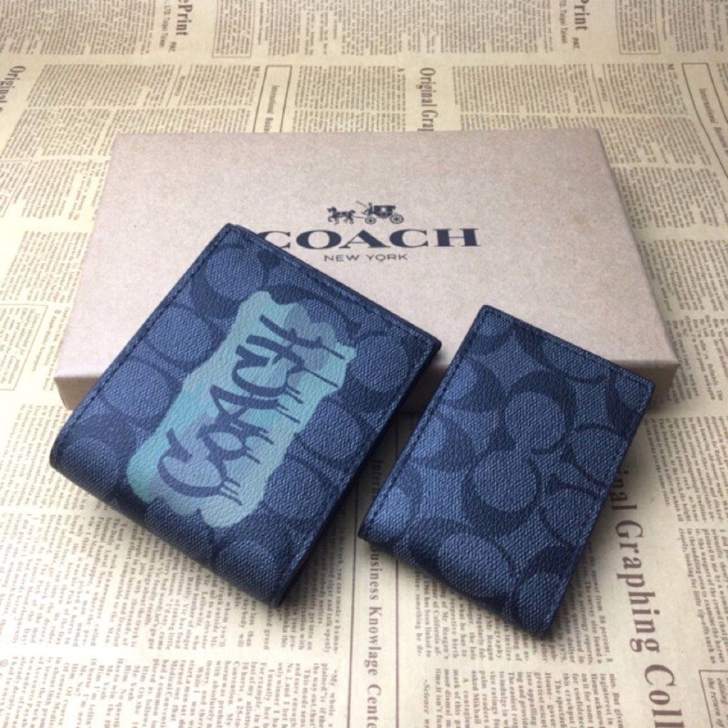 Coach Men Wallet Black Signature Graffiti, Barang Mewah, Tas & Dompet ...