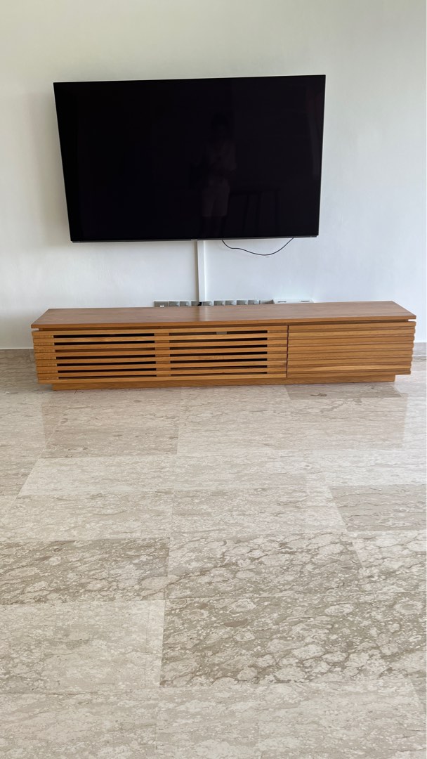 Custom Made Solid Wood American Oak Fluted TV Console, Furniture & Home ...