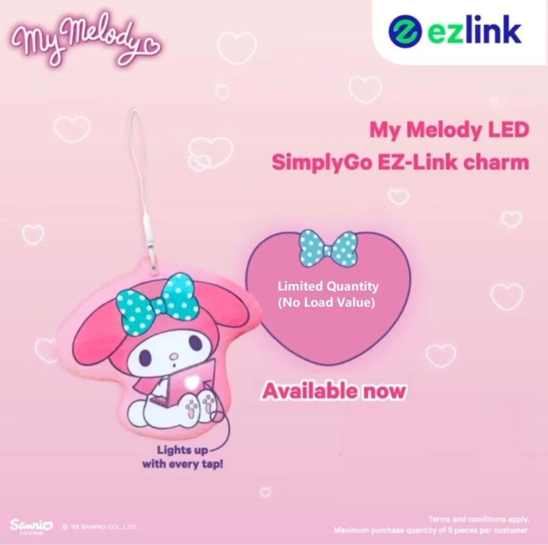 EZ-Link releases new My Melody LED SimplyGo charm from 20 Dec 2023, Everything Else on Carousell