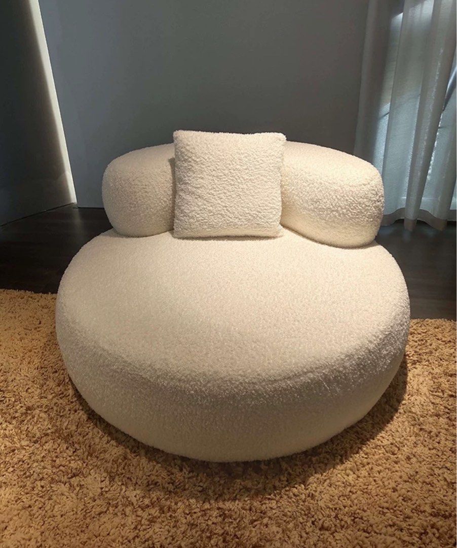KOLE Modern Round Boucle Lounge Chair, Furniture & Home Living ...