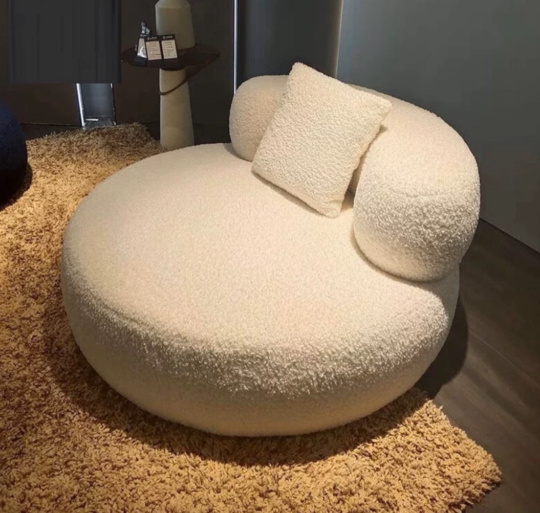 KOLE Modern Round Boucle Lounge Chair, Furniture & Home Living ...
