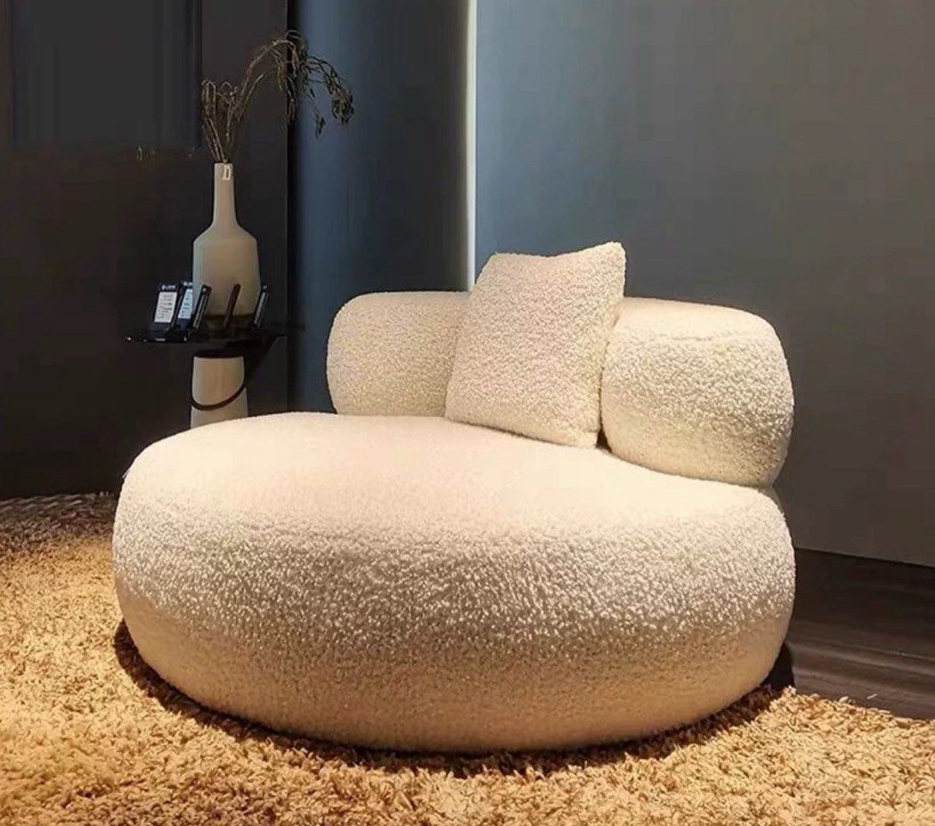 KOLE Modern Round Boucle Lounge Chair, Furniture & Home Living ...