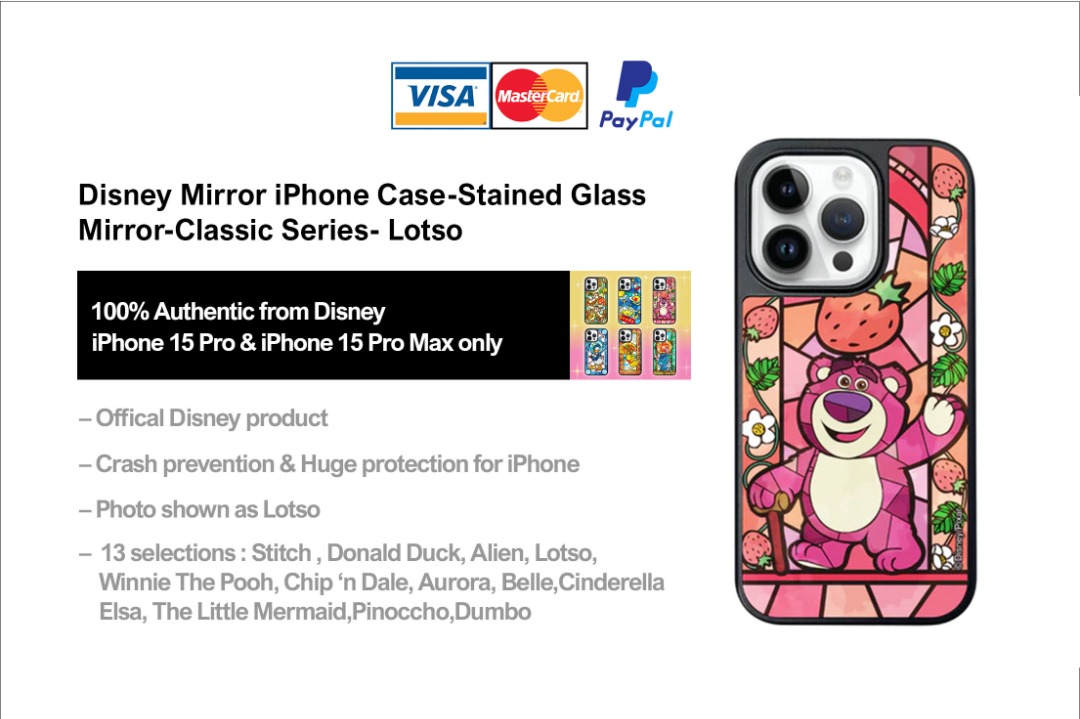 [Lotso V2] iPhone 15 Pro & Pro Max Disney Mirror Case-Stained Glass ...